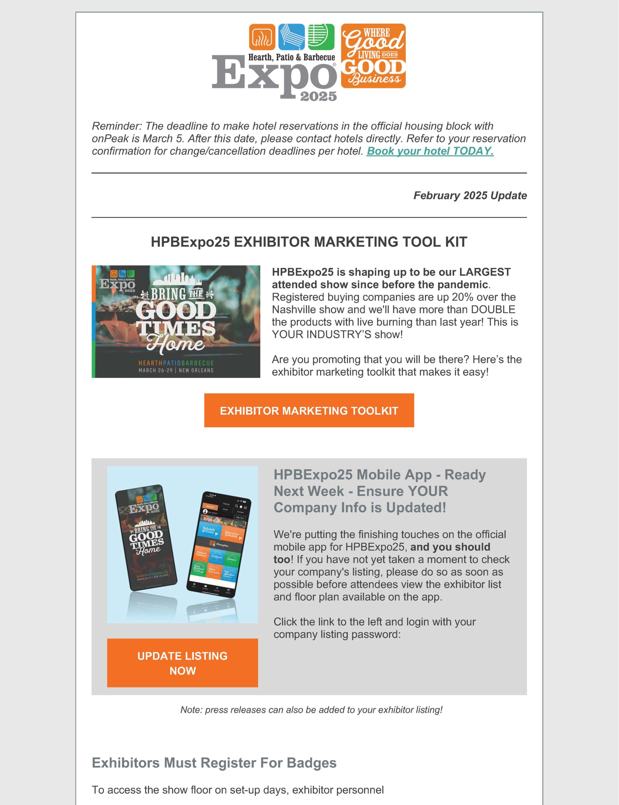 Exhibitor Newsletters - Hearth, Patio & Barbecue Expo